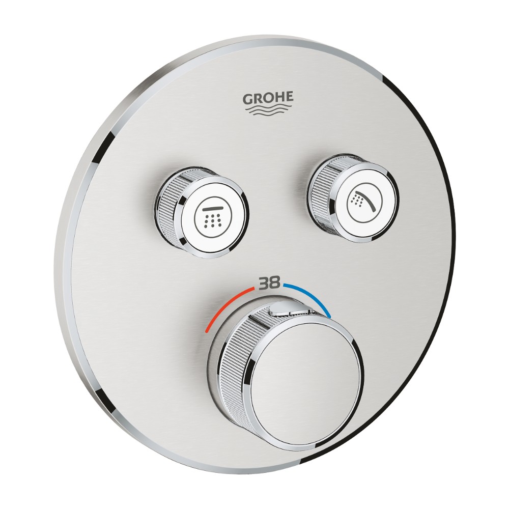 Grohe Grohtherm SmartControl Two Volume Control Thermostatic Mixer Trim ...