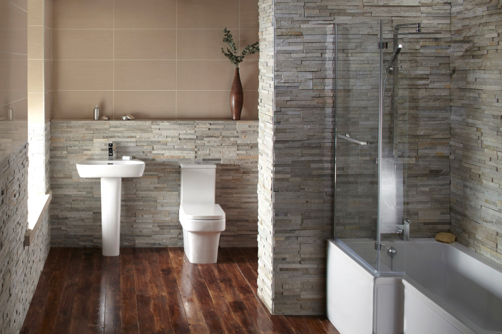 Frontline Blok Modern P-Shaped Shower Bath Full Suite including Screen ...